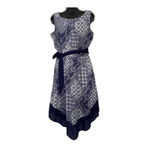 AB Studio | Dresses | Ab Studio Navy Patterned Dress Size L | Poshmark